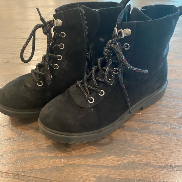 Target | Shoes | Girls Target Black Suede Combat Boots With Sparkle ...
